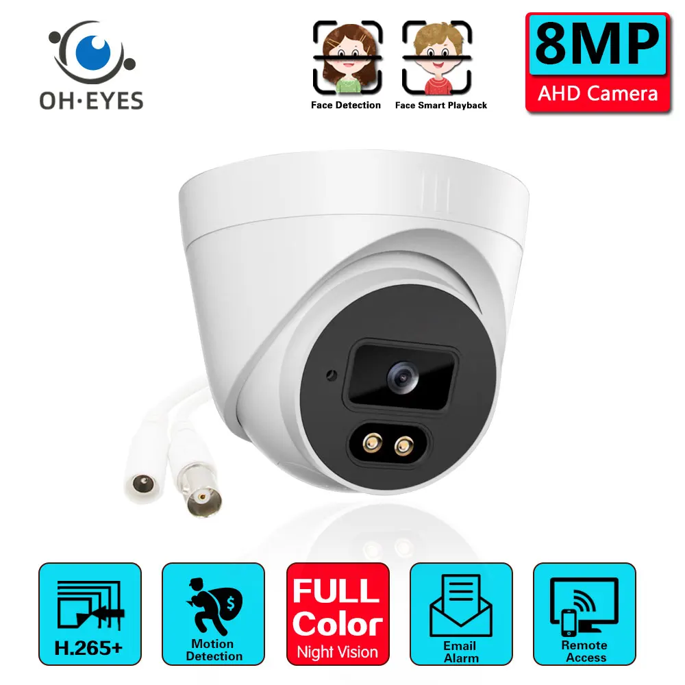 4K CCTV Dome Camera AHD Indoor Home Full Color Night Vision Security ...