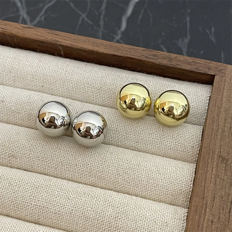 European-Style-Punk-Fashion-Geometric-Half-Metal-Big-Ball-Round-Stud ...
