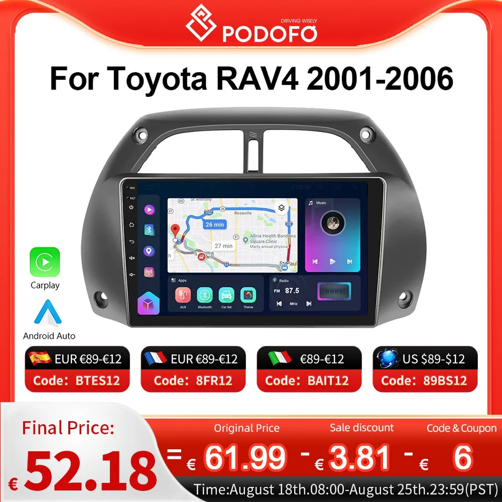 Podofo-4G-CarPlay-Android-Radio-For-Toyota-RAV4-2001-2006-Car ...