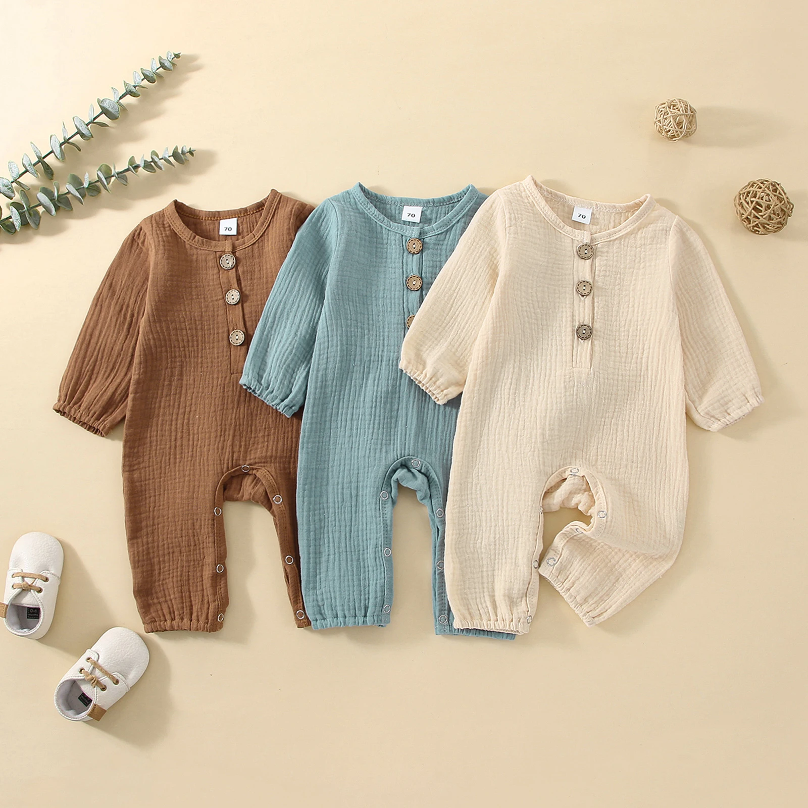 Infant Newborn Baby Boys Girl Romper, Long Sleeve Round Neck Chest ...