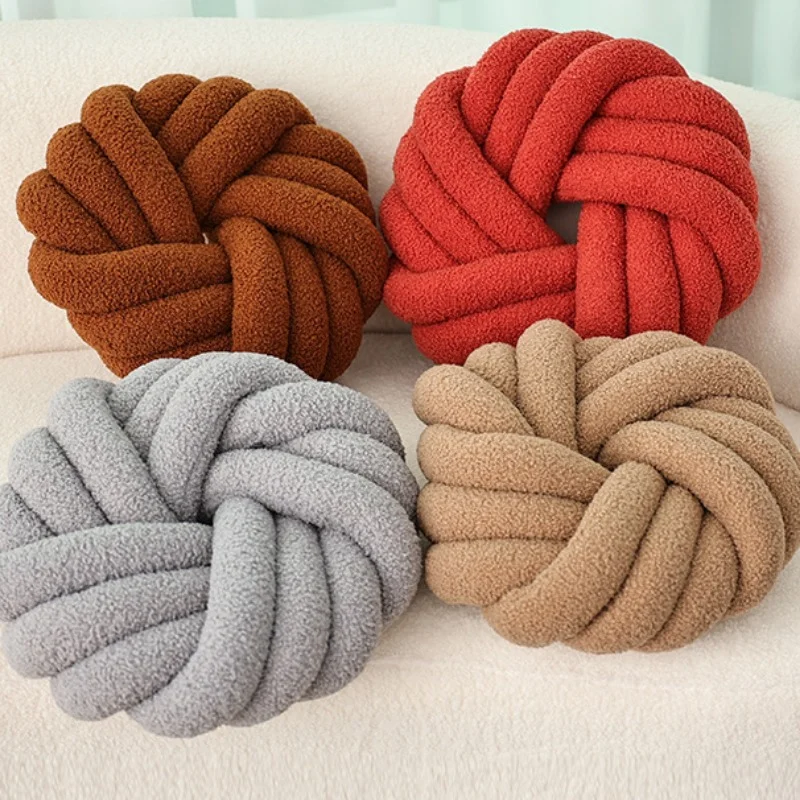 Round-Pillows-Nordic-Ins-Lamb-Velvet-Pillow-Cushions-Three-strand-Rope ...