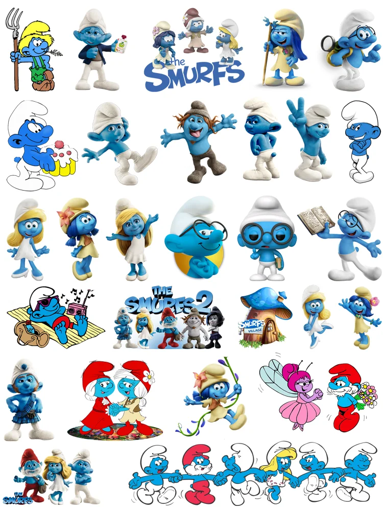 Disney The Smurfs iron on patches for clothes vinyl stickers stripes ...