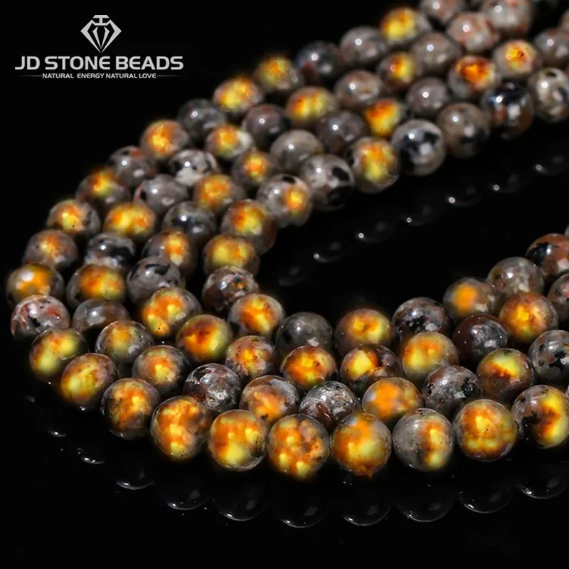 Natural-Flame-Stone-Bead-Bright-Yooperlite-Loose-Spacer-UV-Glowing-Fire ...
