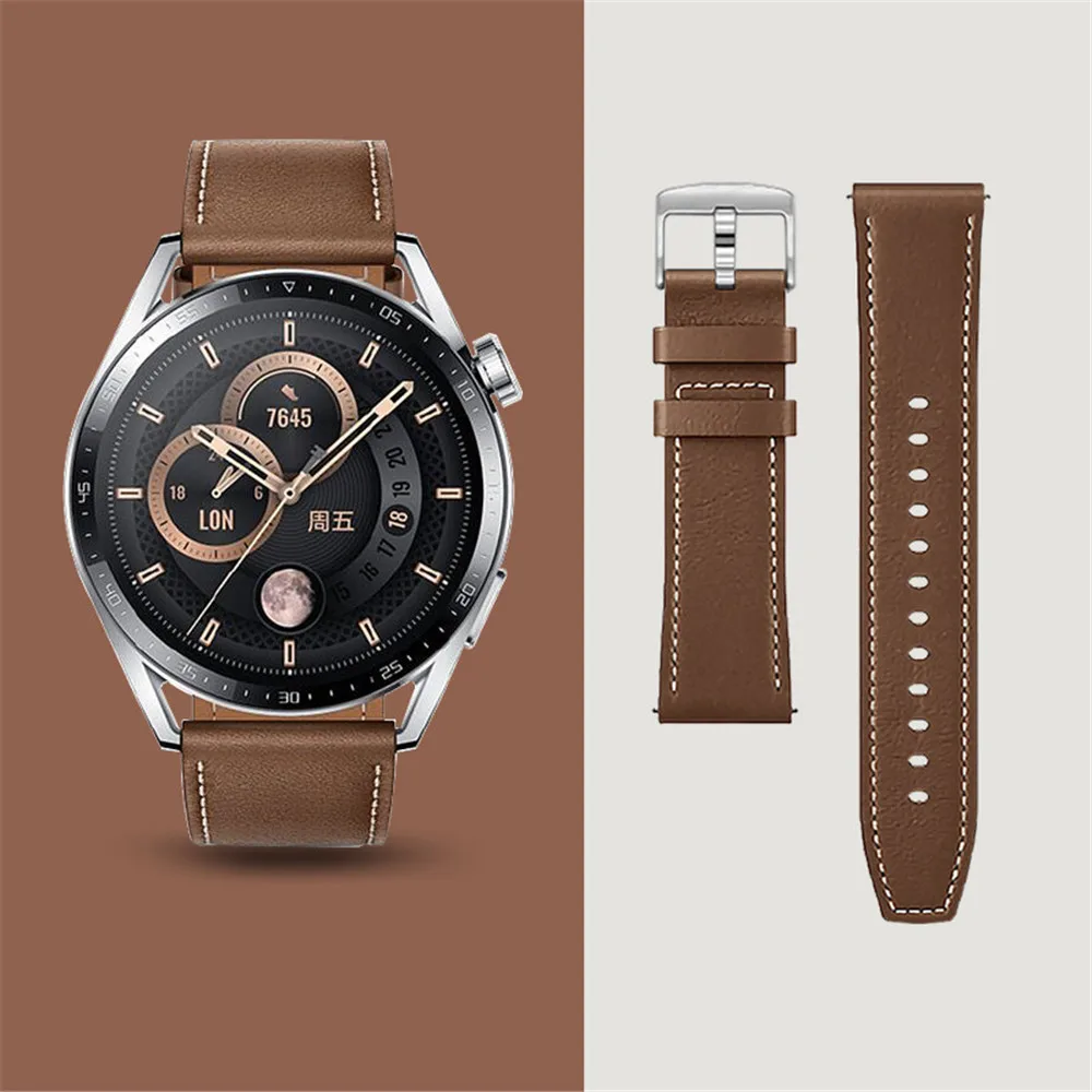 Leather Watch Strap For Huawei Watch GT 2 3 Pro 22mm Wristbands For ...