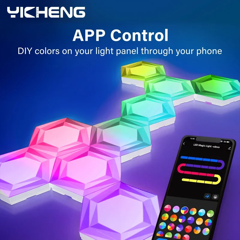 1PCS-20PCS-RGBIC-WIFI-LED-Hexagon-Indoor-Wall-Lamp-APP-Remote-Control ...