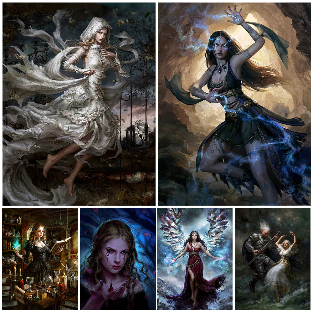 Mysterious-Gothic-Witch-Alchemist-Wall-Art-Canvas-Painting-Magic-World ...