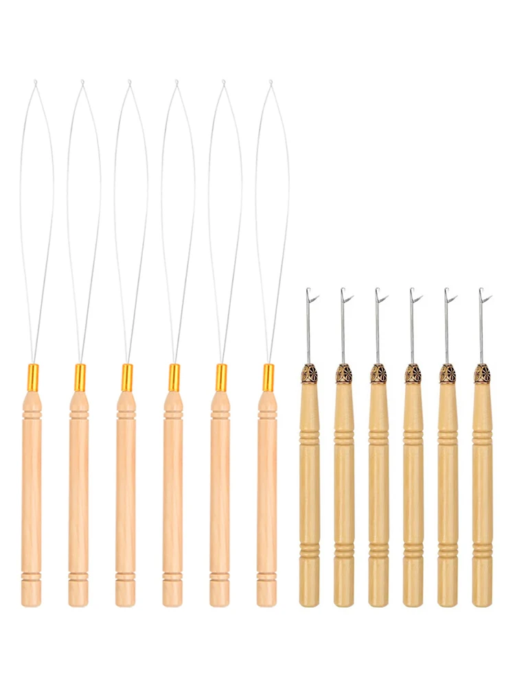 6-pcs-hair-extension-crochet-hook-Loop-Micro-Rings-Links-Beads-Needle ...