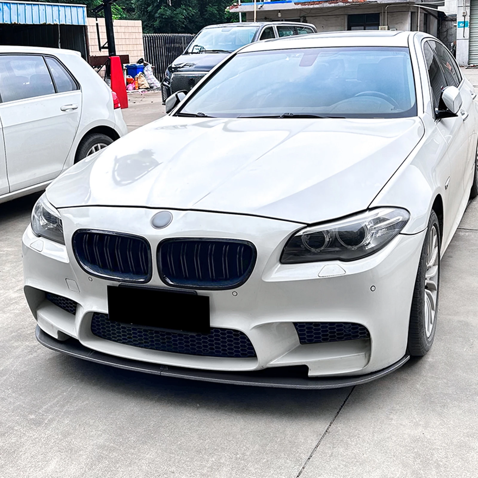 Carbon Fiber Look/Gloss Black Front Bumper Spoiler Lip Lower Diffuser ...