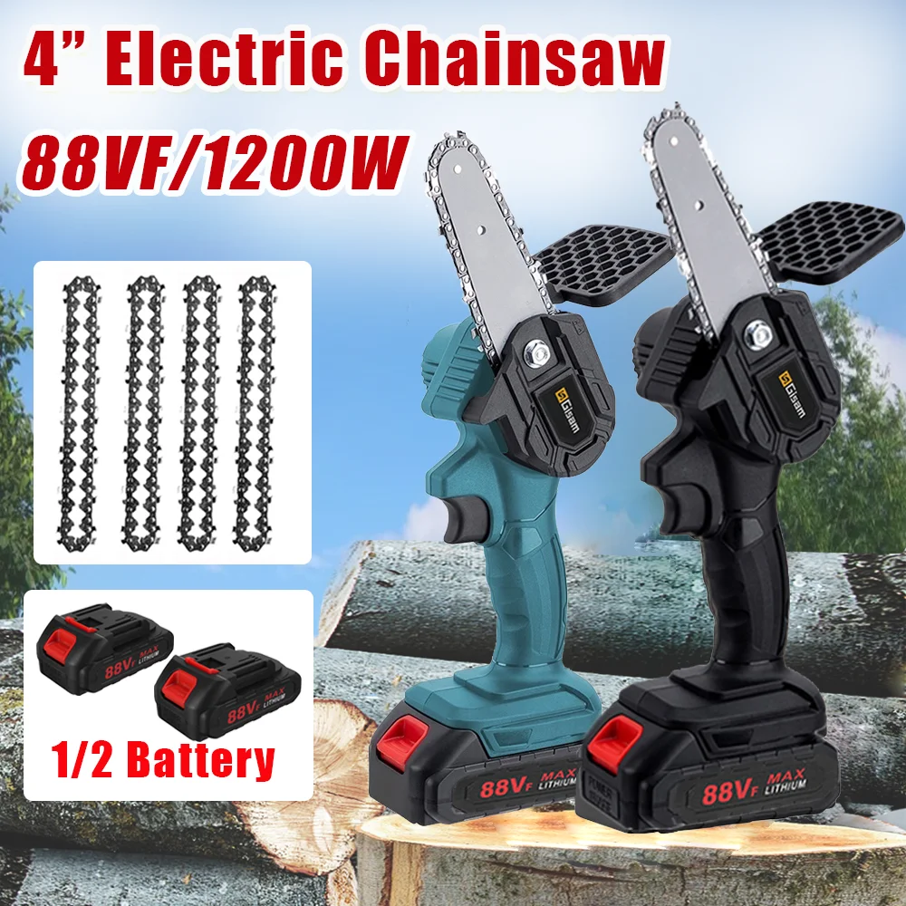 Gisam Mini motosierra eléctrica de poda extraíble, 4 pulgadas, batería de litio 88VF ...