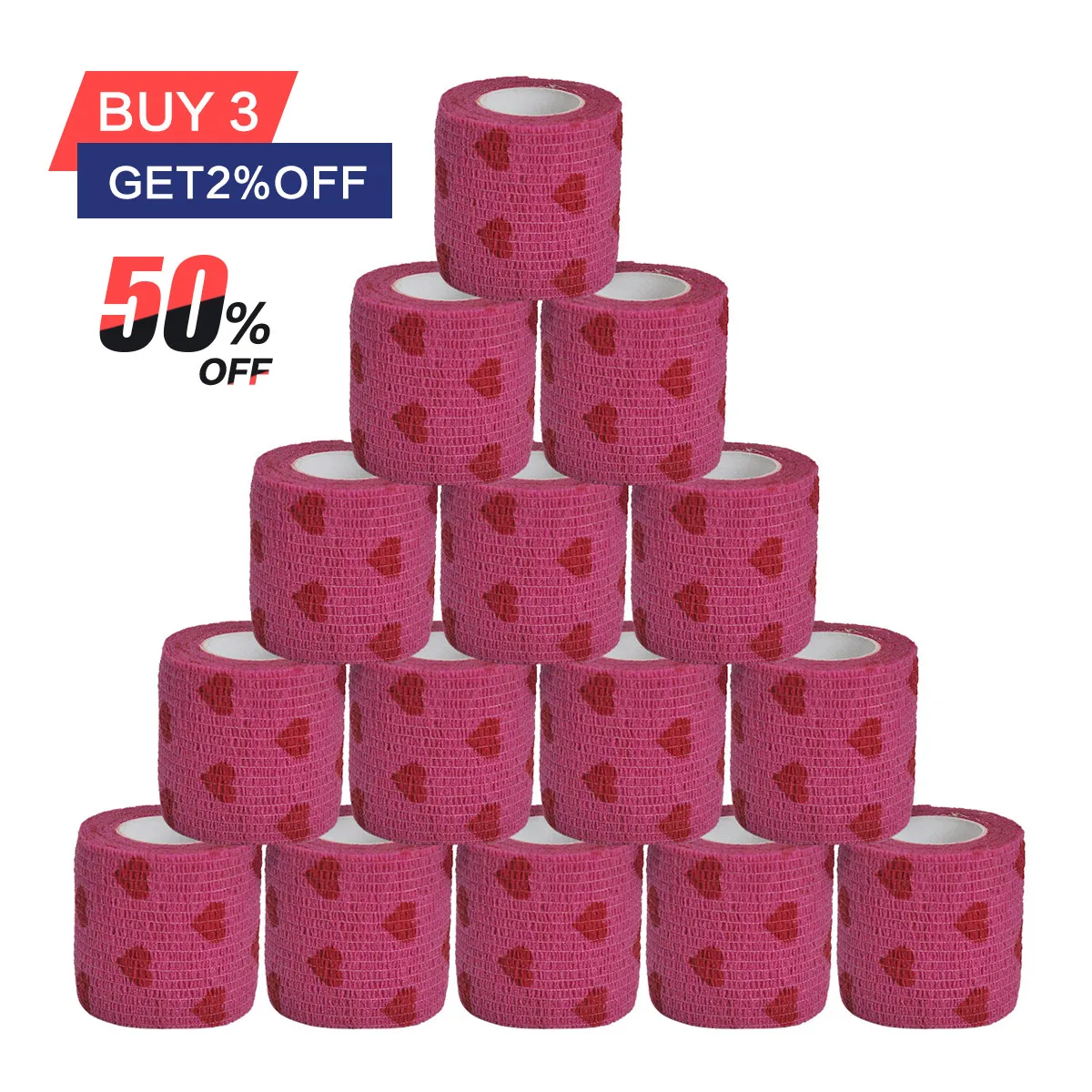 1/6/10 Pcs Red heart First Aid Self Adhesive Cohesive Bandages Sports ...