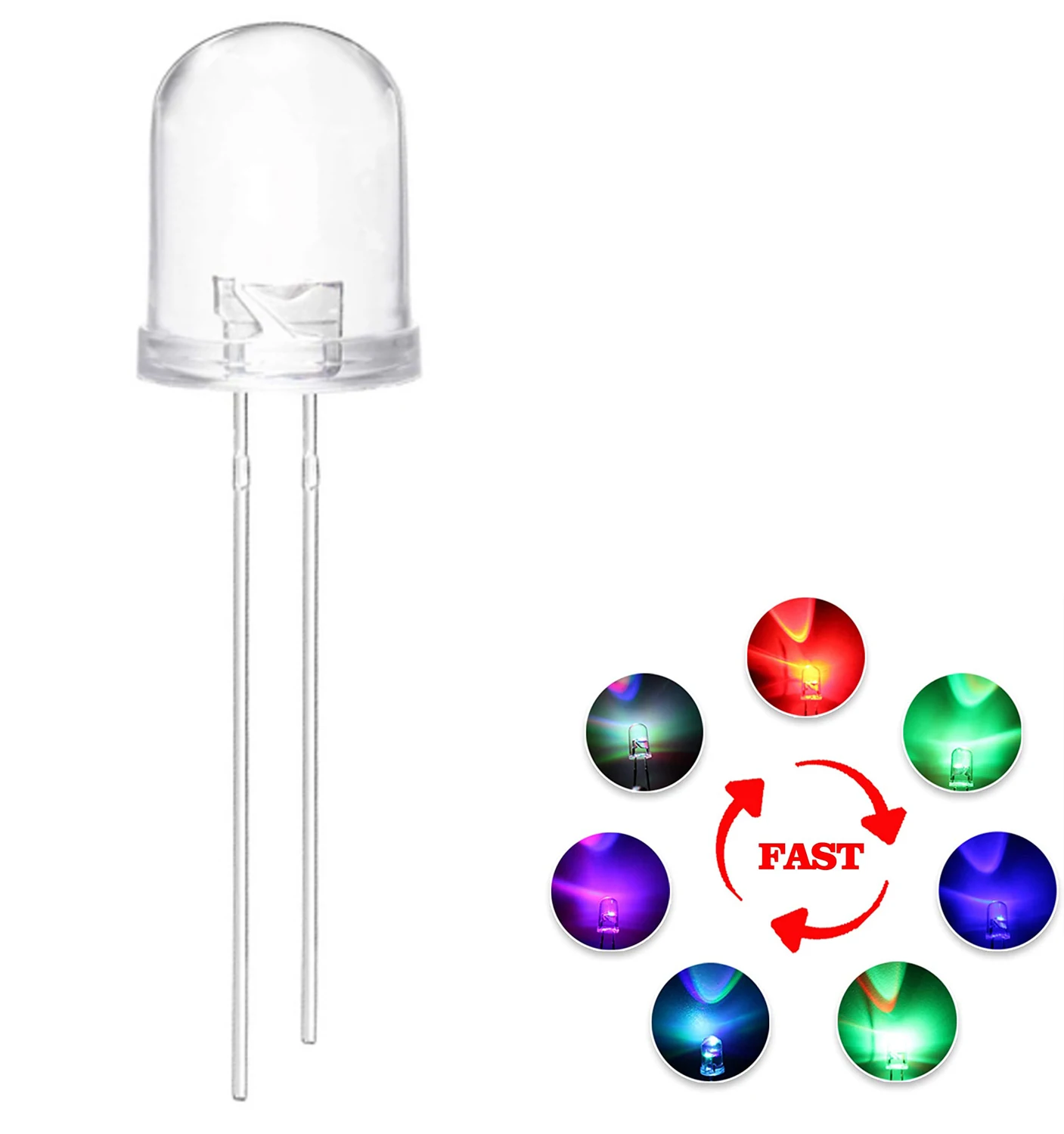 10PCS-8mm-LED-Diode-Transparent-Round-Diffuse-Flash-Lamps-Multicolor ...