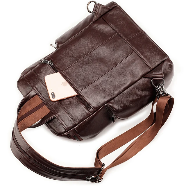 Sac à Dos multifonctionnel en cuir véritable de grande capacité pi ...