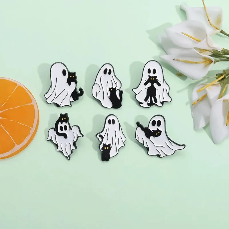 6pcs-Cartoon-Funny-Ghost-Pumpkin-Zinc-Alloy-Badge-Cute-Little-Ghost ...