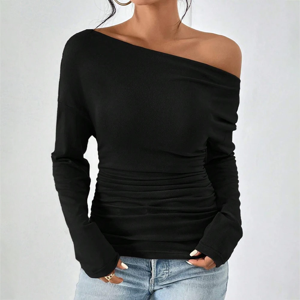 Mia-Muse-Women-s-T-Shirts-Autumn-Winter-Simple-Decent-Boat-Neck-Long ...