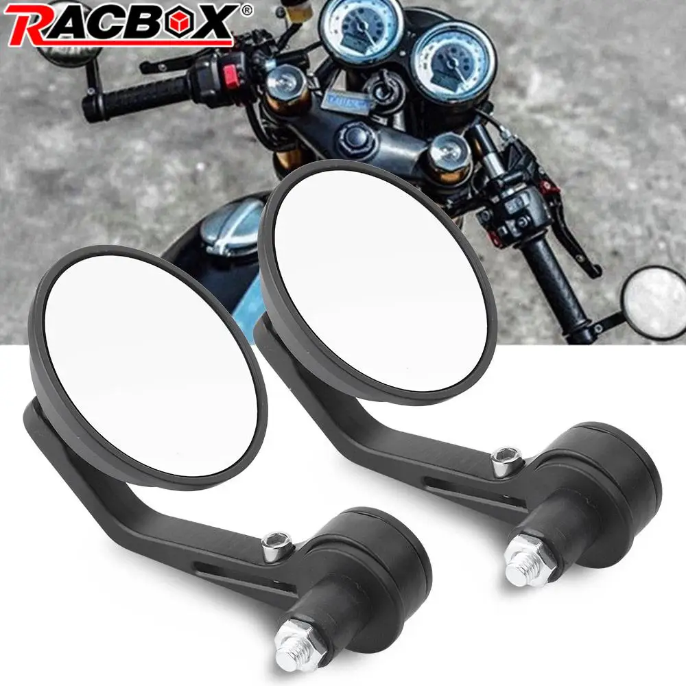 1Pair-7-8-22mm-Aluminium-Motorcycle-Round-Rear-View-Handle-Bar-End-Side ...