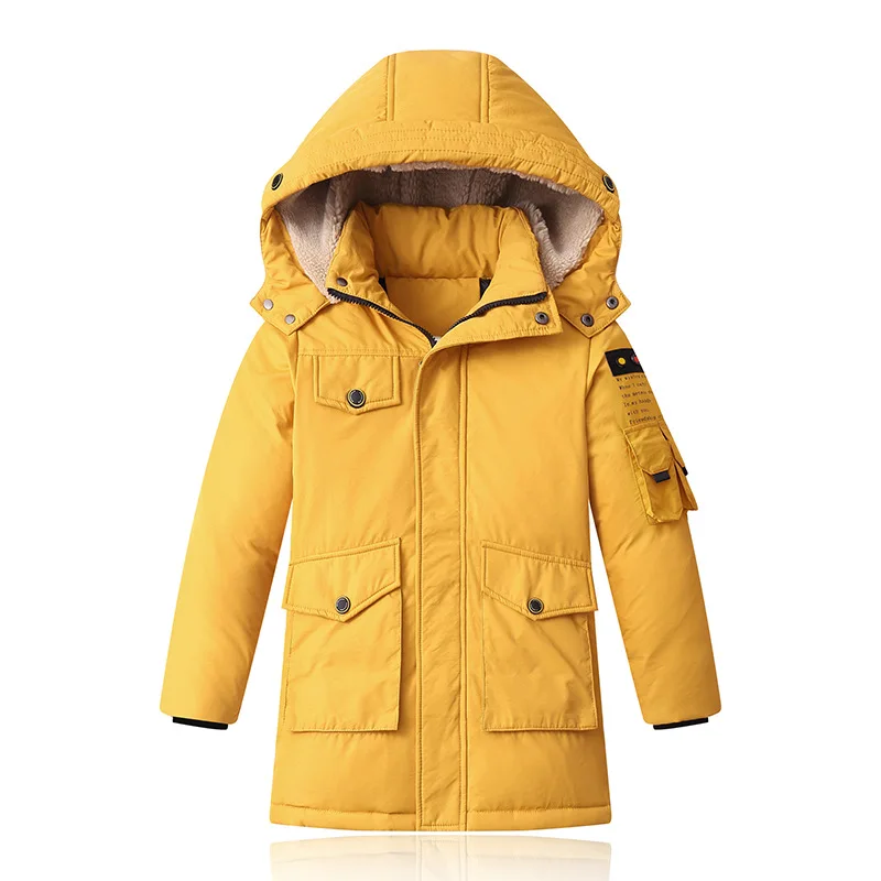 Boys-Kids-Long-Loose-Thick-White-Duck-Down-Jacket-Black-Green-Yellow ...