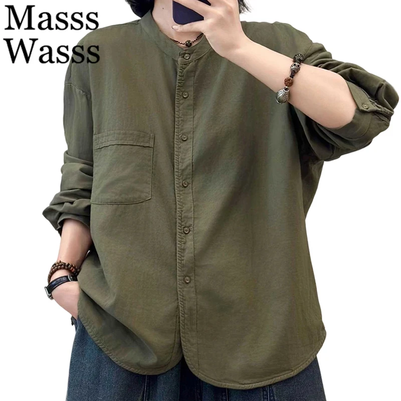 เสื้อเชิ้ตลำลองแฟชั่นฤดูใบไม้ร่วงสไตล์เกาหลี Masss Wasss 2025 สำหรับ ...
