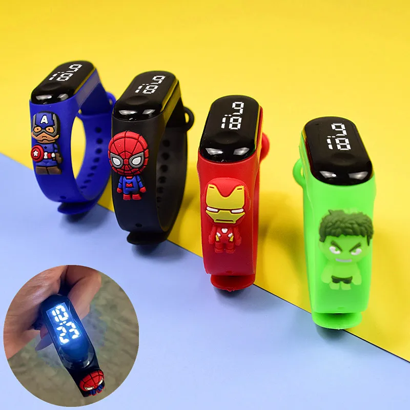 Superhero Hulk Figure Toys Kids Led Watch Cartoon Spiderman Bracelet ...