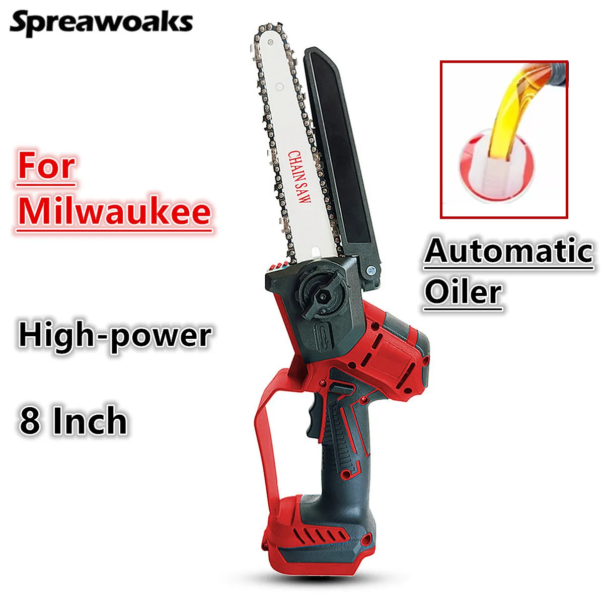 High-power Chainsaw 8 Inch Auto Oiler Brushless Electric Chain Saw ...