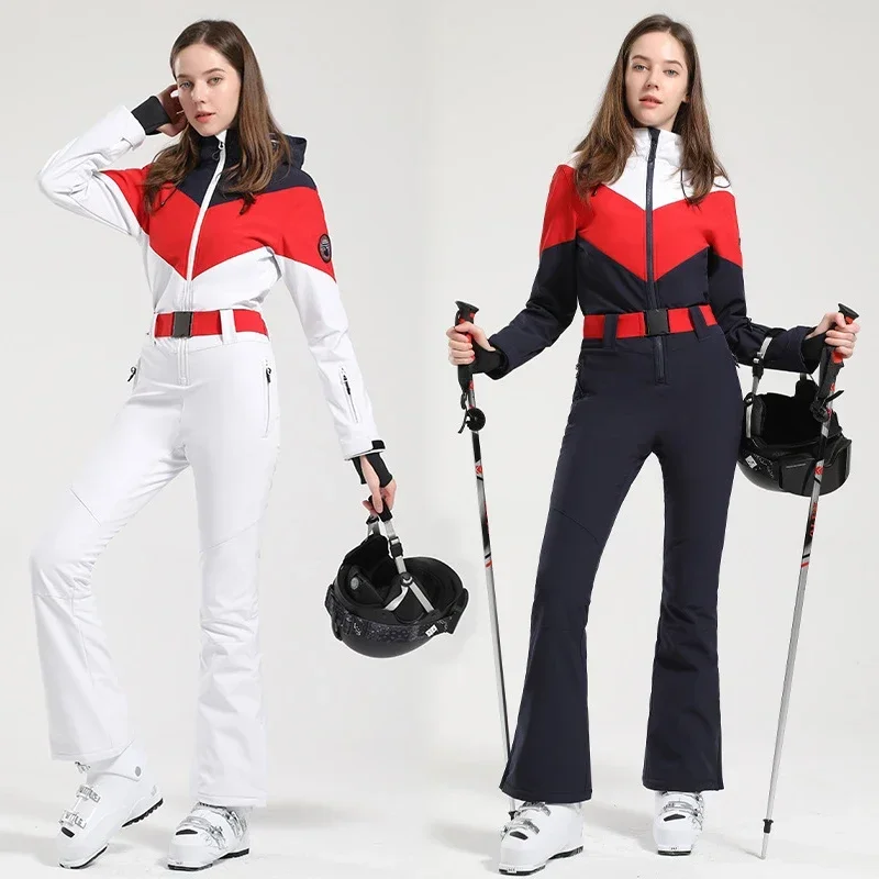 New One-Piece Ski Suit Women Slim Fitting Overalls Outdoor Snowboard ...