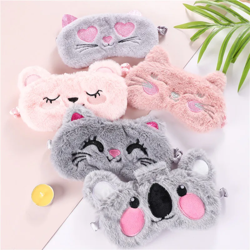 Plush Sleep Mask Cute Koala Rabbit Sort Blindfold Eye Band Aid Cover ...