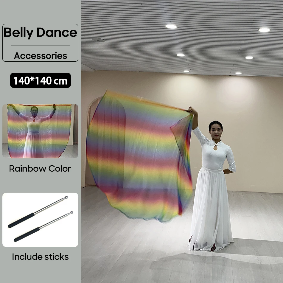 Belly-Dance-Accessories-Nylon-Flags-Rainbow-Color-Flag-For-Adult-Church ...
