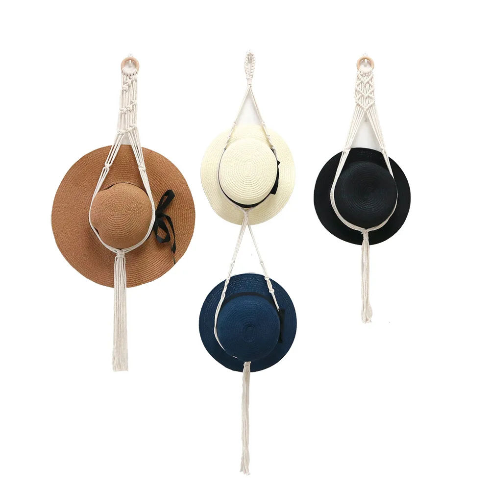 Nordic-Style-Boho-Cotton-Hanging-Caps-Macrame-Hat-Hangers-Hat-Organizer ...