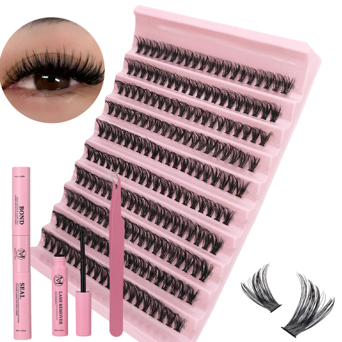 MIAOJIE DIY Eyelash Set 200pcs Individual Lashes Cluster D Curl, 8-16mm ...