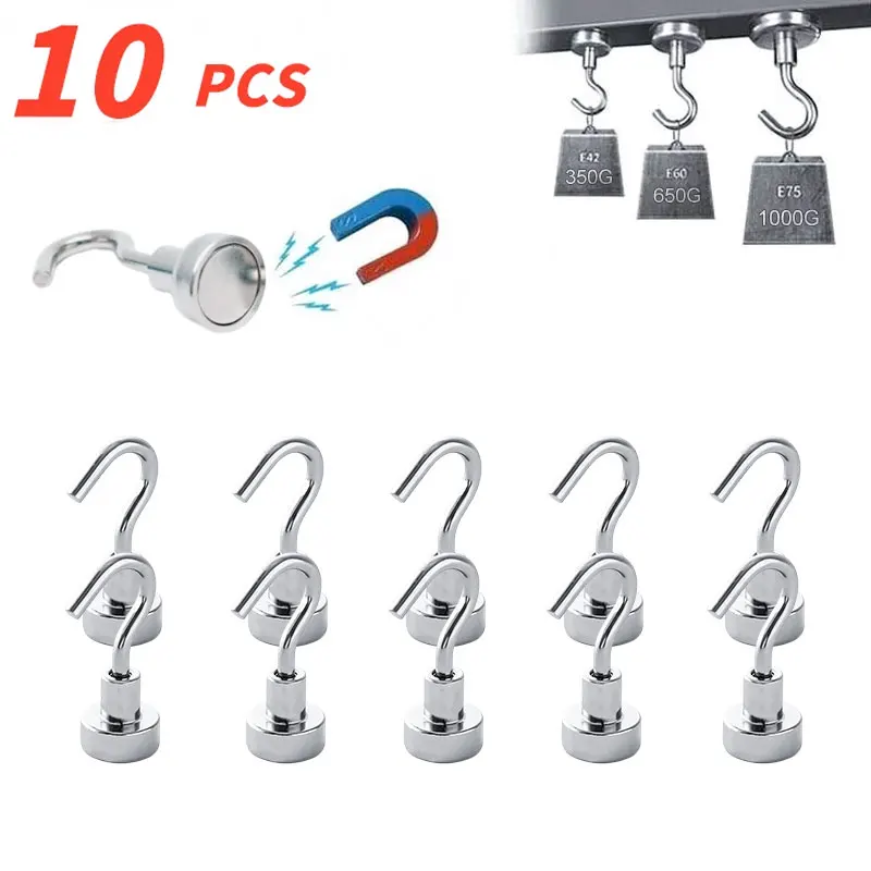 10Pcs-Strong-Magnetic-Hooks-Punchfree-Practical-Load-Bearing-HookThick ...