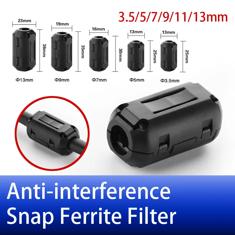 10PCS-Ferrite-Filter-Snap-Magnetic-Ring-For-Cable-Shield-Removable-EMC ...