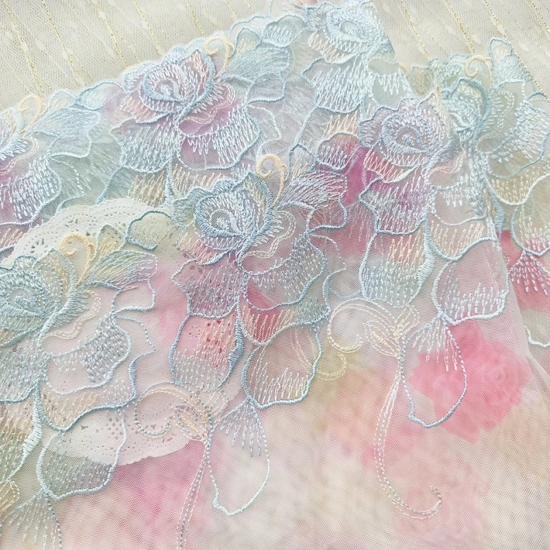 16Yards-Lively-Flower-Embroidery-Lace-Trim-Colorful-Print-Mesh-Fabric ...