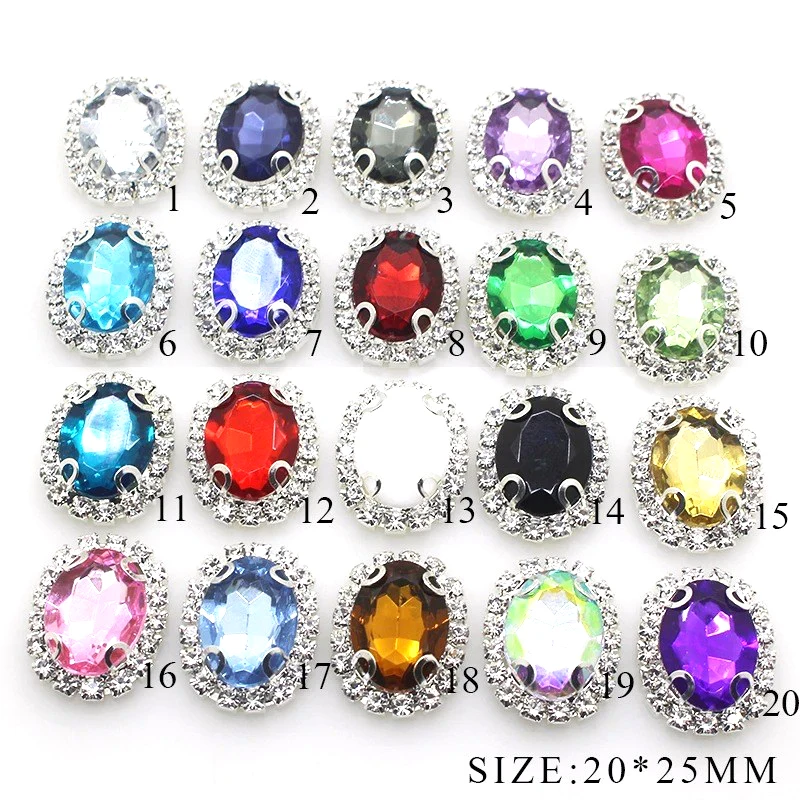 10Pcs oval metal rhinestones sewing accessories buttons DIY clothing ...