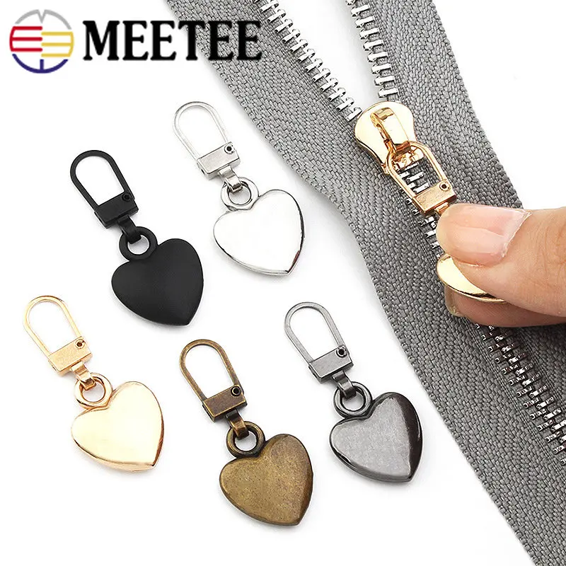 5/10/20Pcs Heart Zipper Puller Tab Detachable Metal Decorative Zip ...