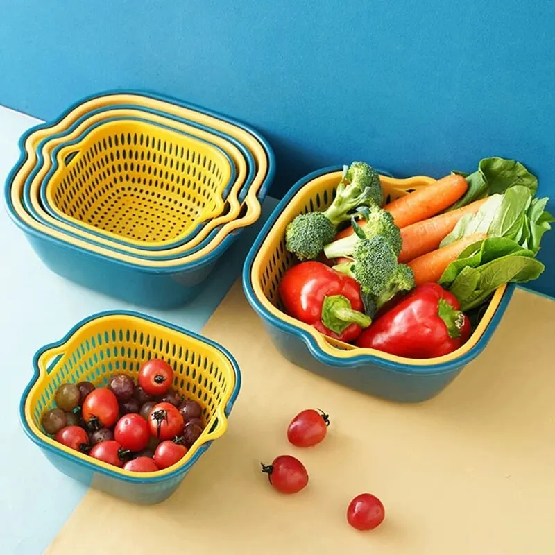6pcs-Food-Drain-Basket-Double-Layer-Fruit-and-Vegetable-Washing-Basket ...