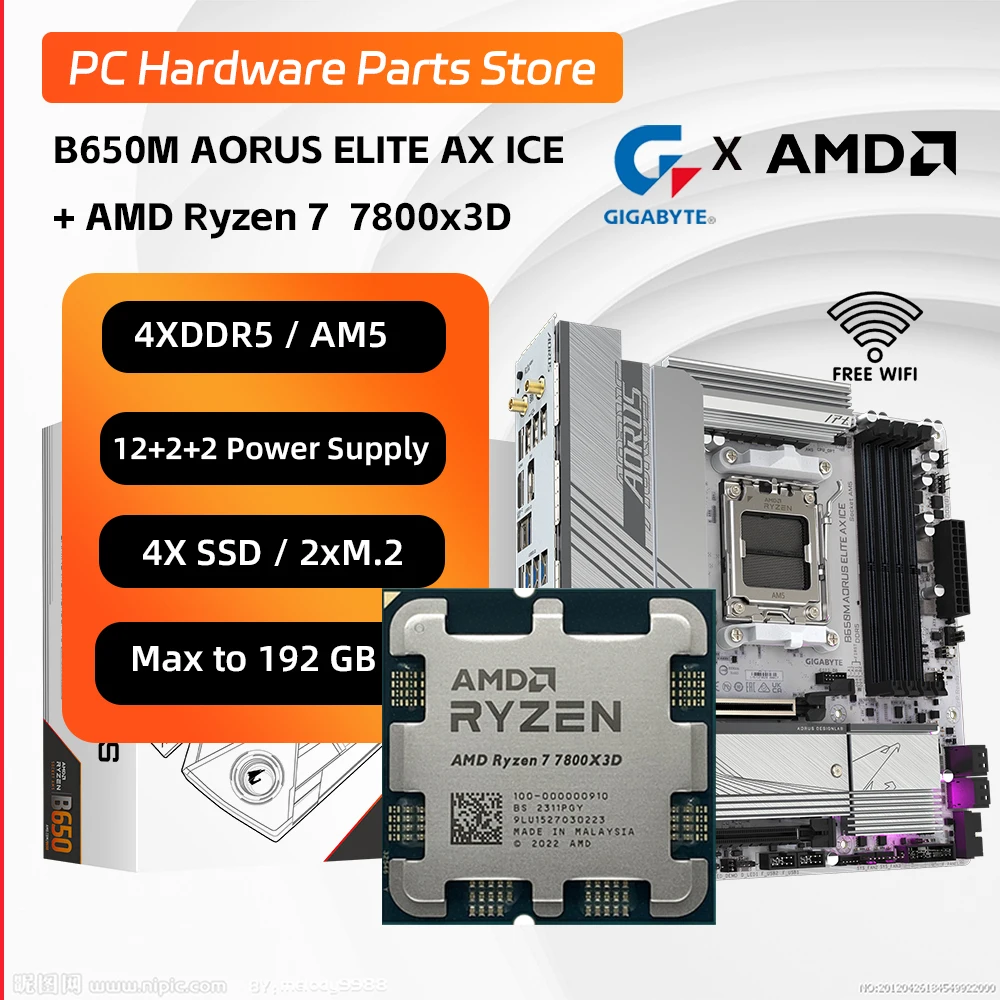 AMD-Kit-de-placa-base-Ryzen-7-7800x3d-con-GIGABYTE-B650M-AORUS-ELITE-AX ...