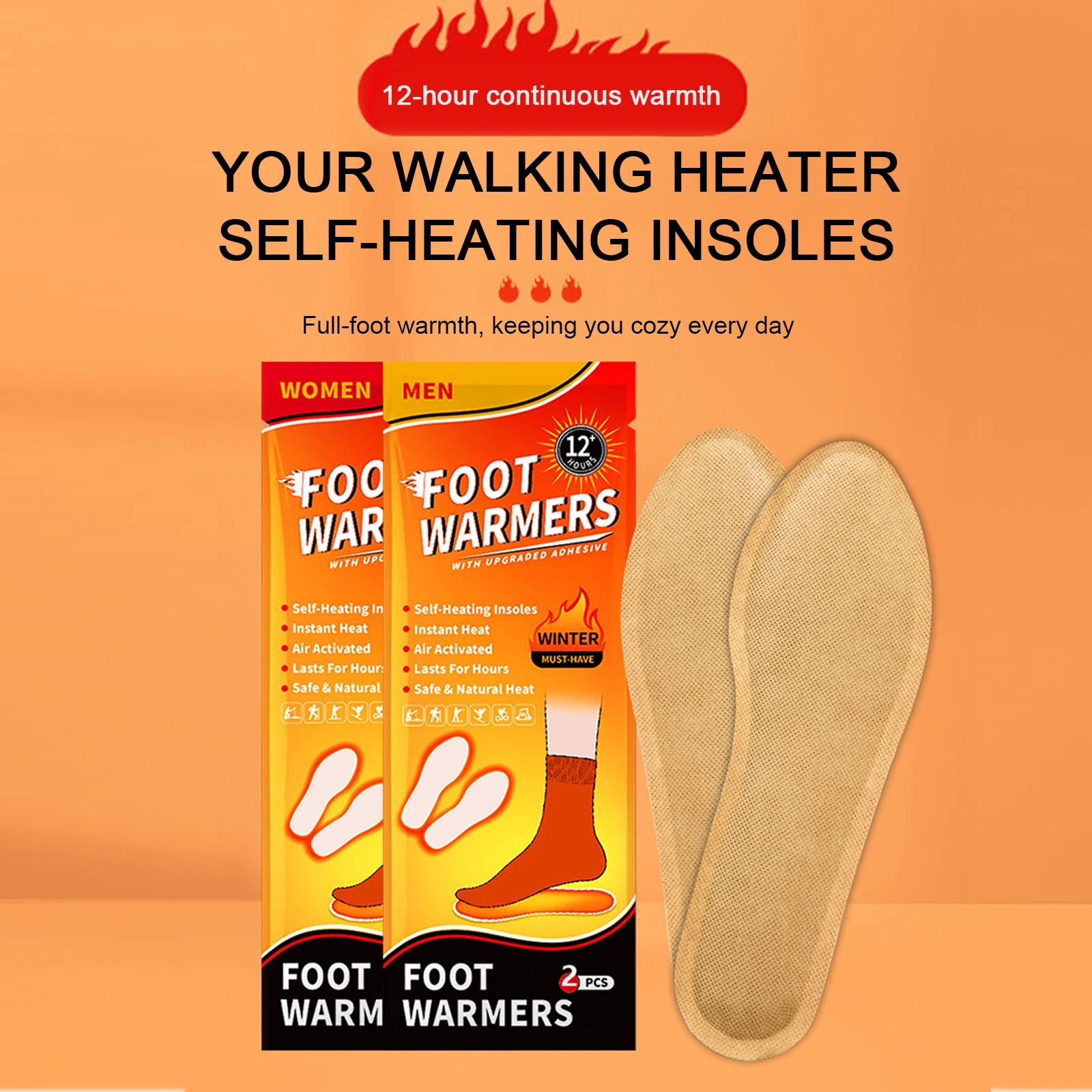 10 Pair Self-heating insole heating warm foot paste hot post winter ...