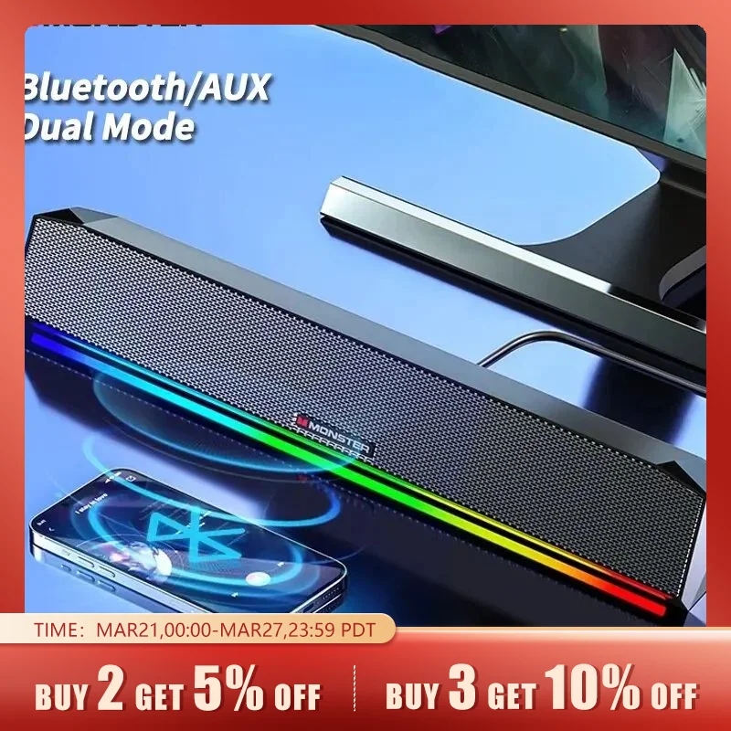 Monster-G01-Speakers-Bluetooth-5-2-AUX-Dual-Mode-Audio-Desktop-Computer-Wired-Gaming-Subwoofer ...