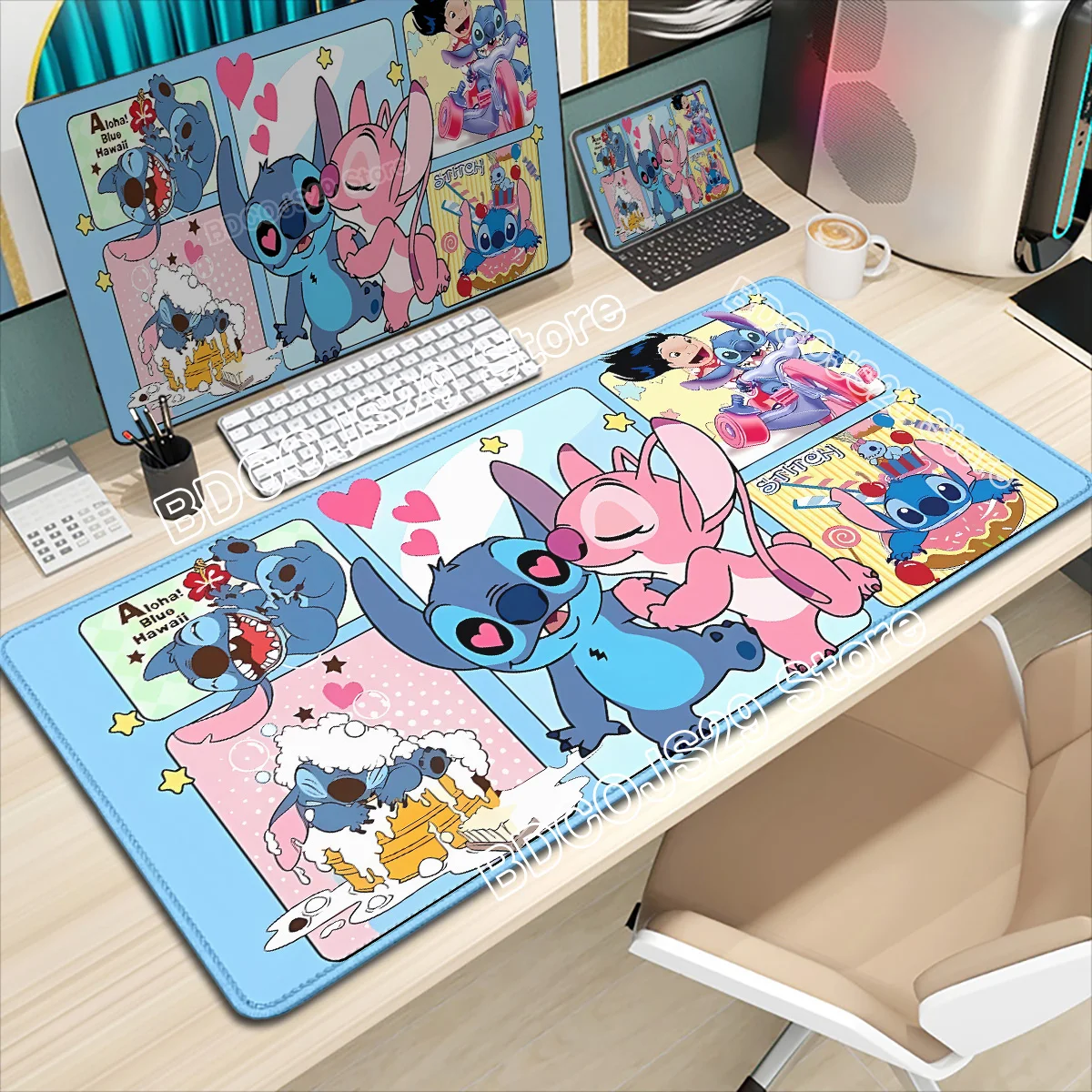 2026 New Super Cute Anime Stitch Mousepad PC Non-slip Speed Soft Desk ...