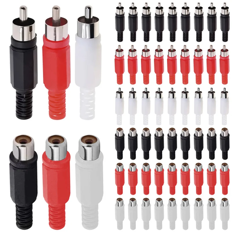 10/50/100Pcs RCA AV Male Plug Female Socket Lotus Plug Connector with ...