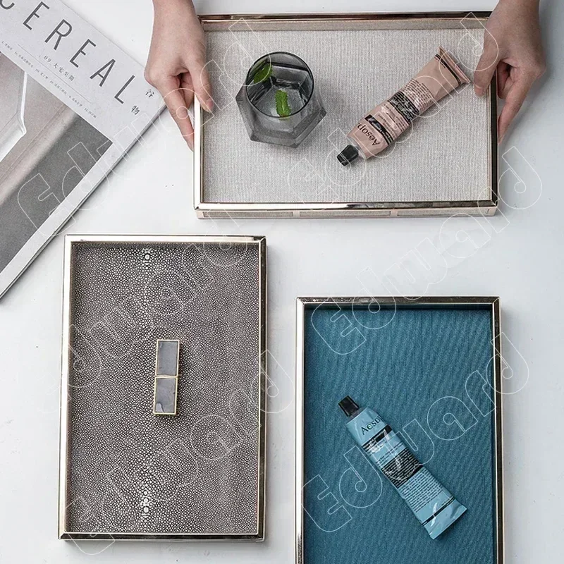 Tea-Tray-European-Style-Leather-Tray-Rectangular-Storage-Trays-Creative ...