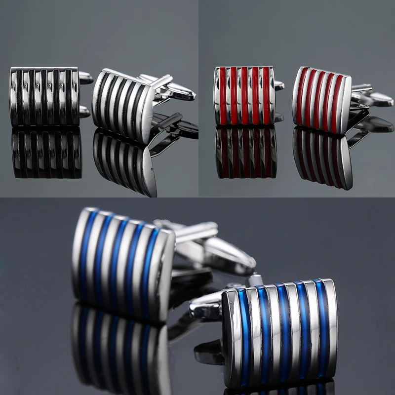 Men-s-French-shirt-cufflinks-copper-material-rectangular-red-blue-black ...