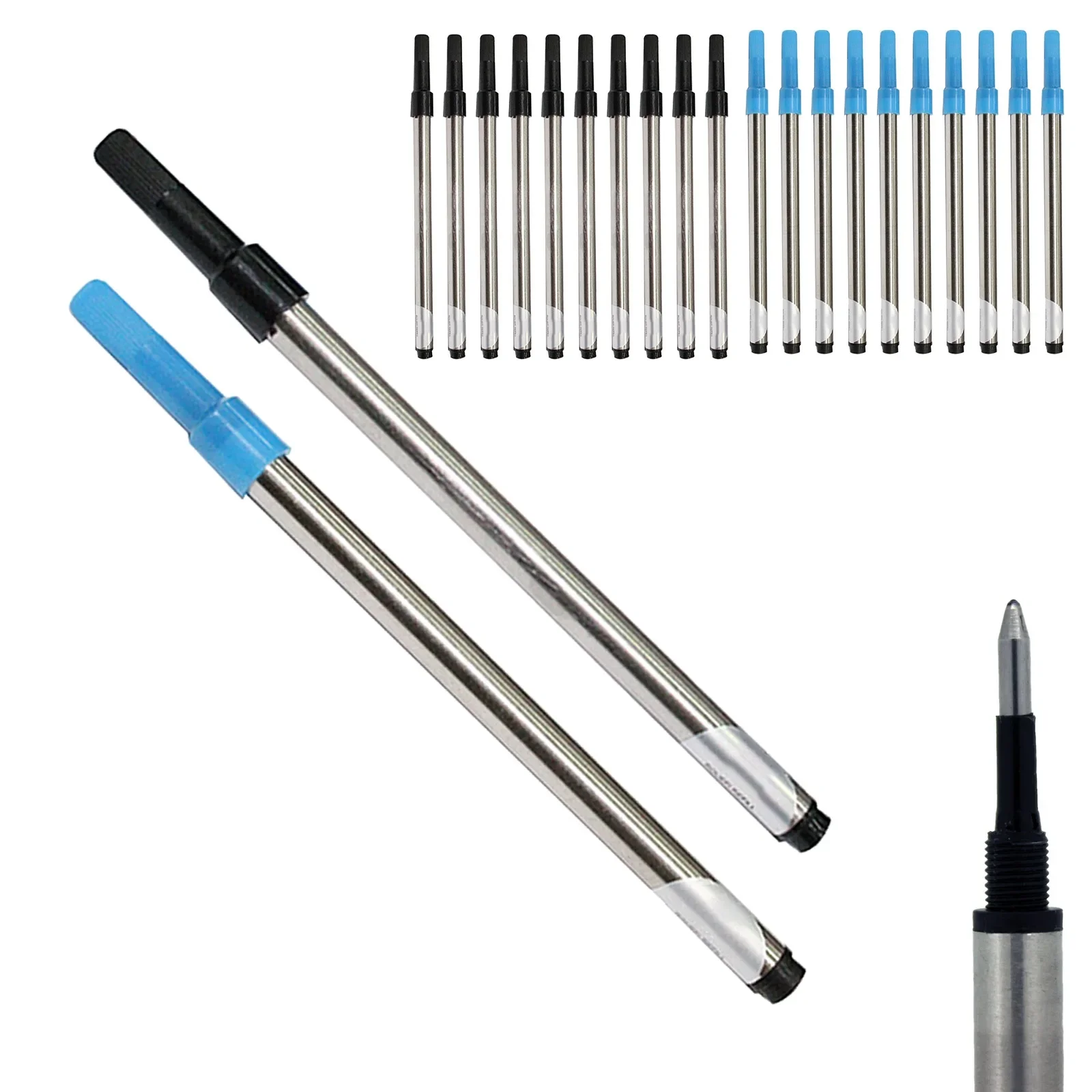 10pcs-se-Push-Type-0-7mm-Rollerball-Pen-Refills-Blue-Black-Ink-for ...