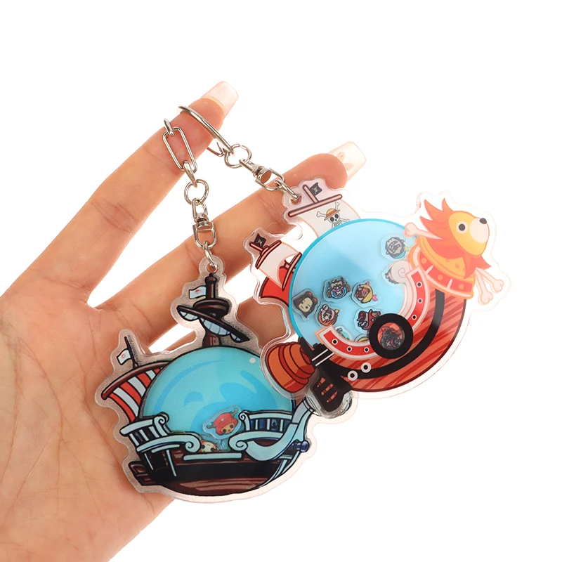 Acrylic-Anime-One-Piece-Shaking-Keychain-Cute-Cartoon-Thousand-Sunny ...