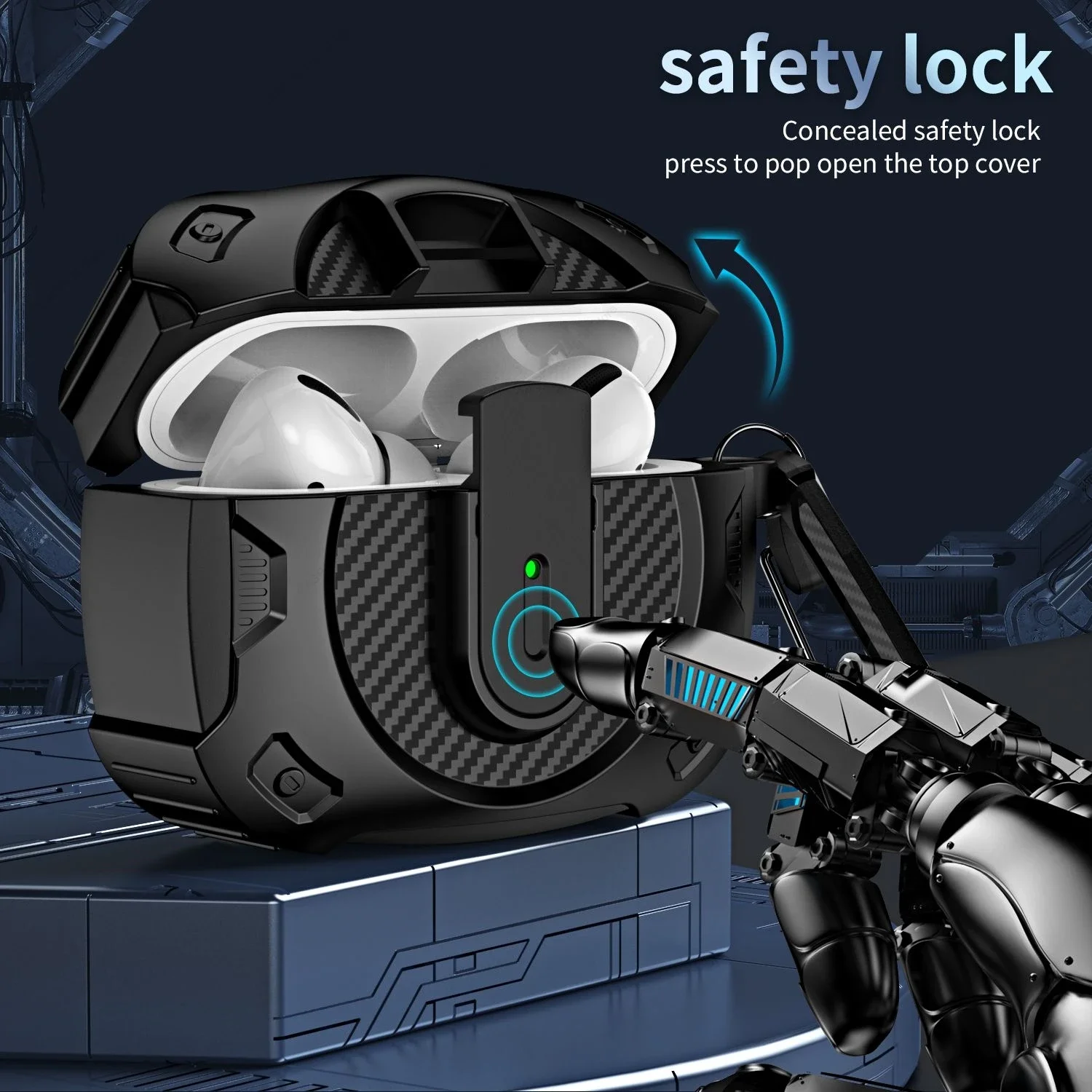 Carbon Fiber For Airpods Pro 2 2nd 1st Case Secure Lock Clip Shell For ...