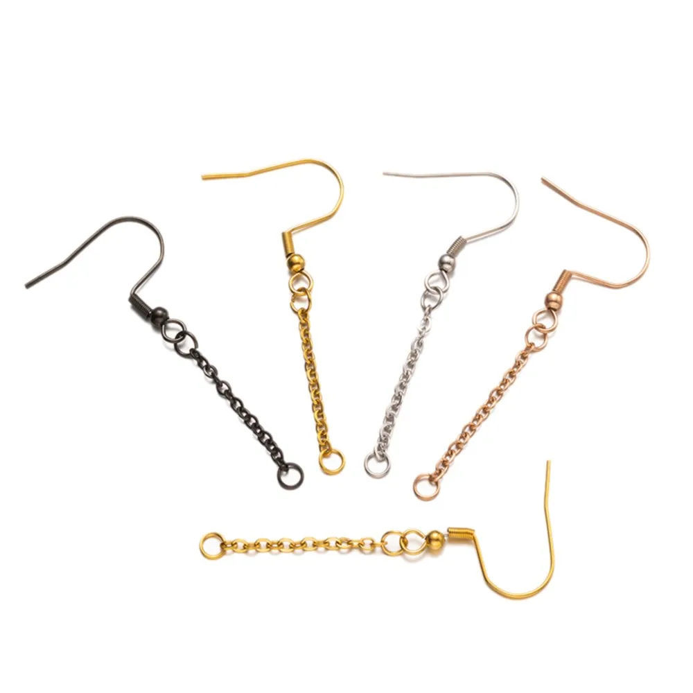 10Pcs-Gold-Silver-Stainless-Steel-Earring-Hooks-Wires-Extension-Chain ...
