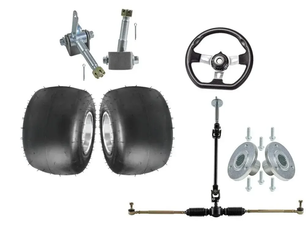 TDPRO-10x4-50-5-Go-Kart-5-Wheel-Tyre-Front-Steering-Spindle-Rack-Pinion ...