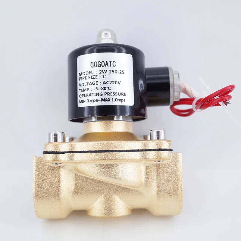 2 Way 2W Series Brass Coil Air Gas Water Copper Solenoid Valve 3/4 1 ...
