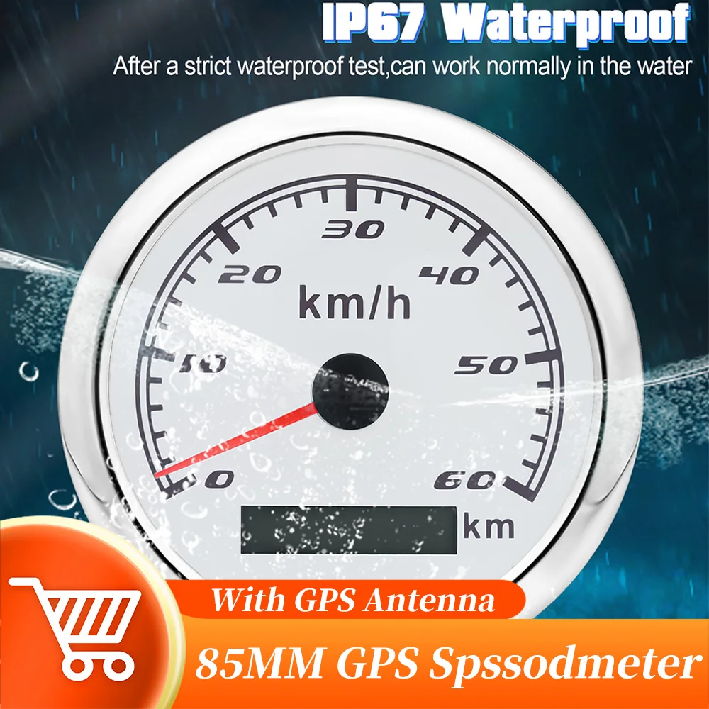 60KMH-85MM-Car-GPS-Speedometer-With-Antenna-Universal-Boat-Speed-Gauge ...