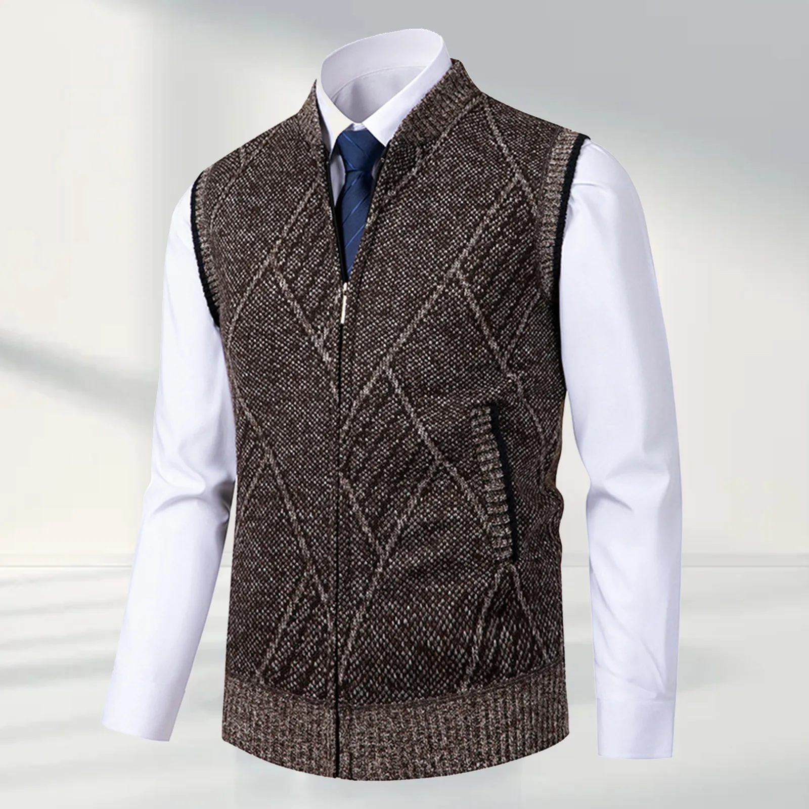Men's Leisure business Cardigan Sweater With Thick Velvet Casual ...