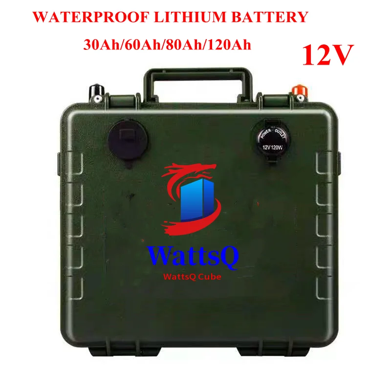 Army green waterproof case 12V 30Ah 60Ah 80Ah 100Ah 120Ah lithium ...